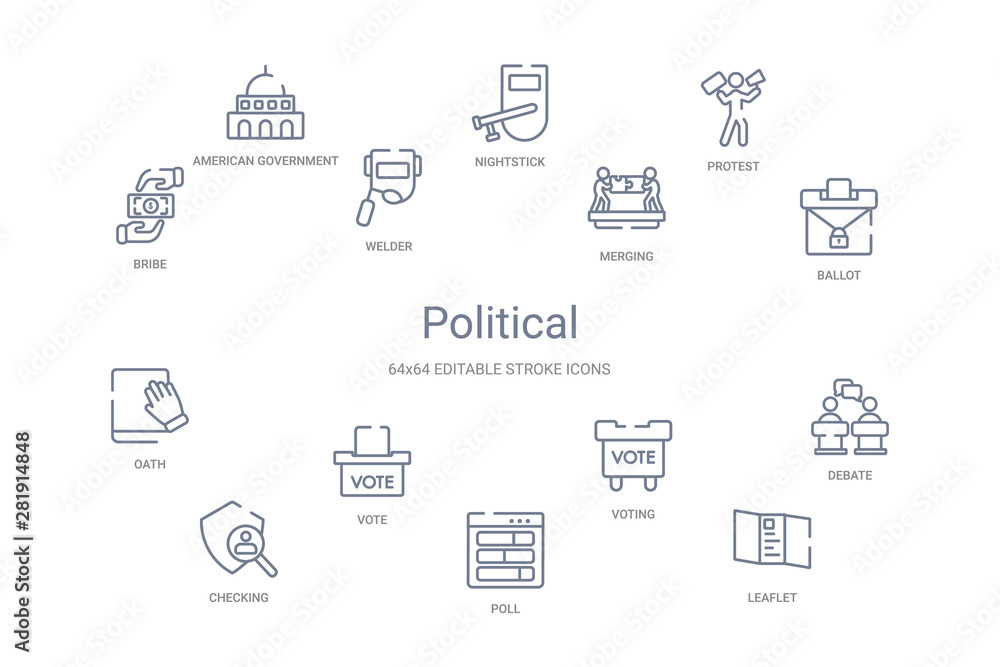 political concept 14 outline icons Stock Vector | Adobe Stock
