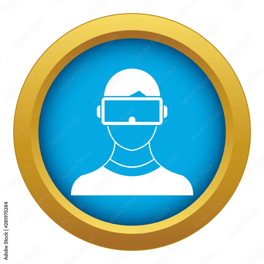 Virtual 3d reality goggles icon blue vector isolated on white ...