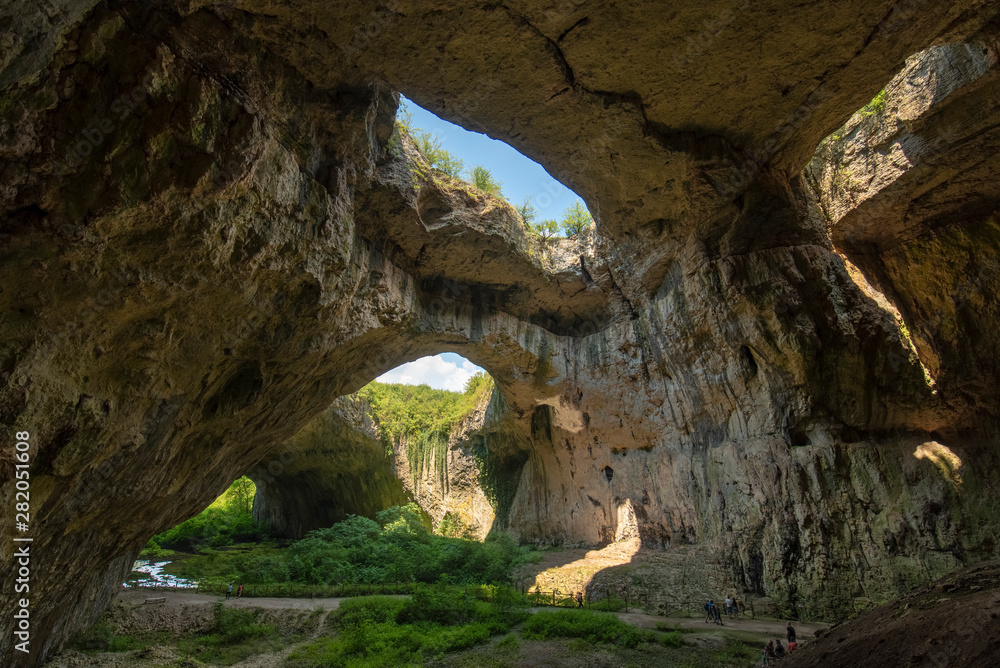 View inside the Devetashka Cave near Devetaki village and Osam river in ...
