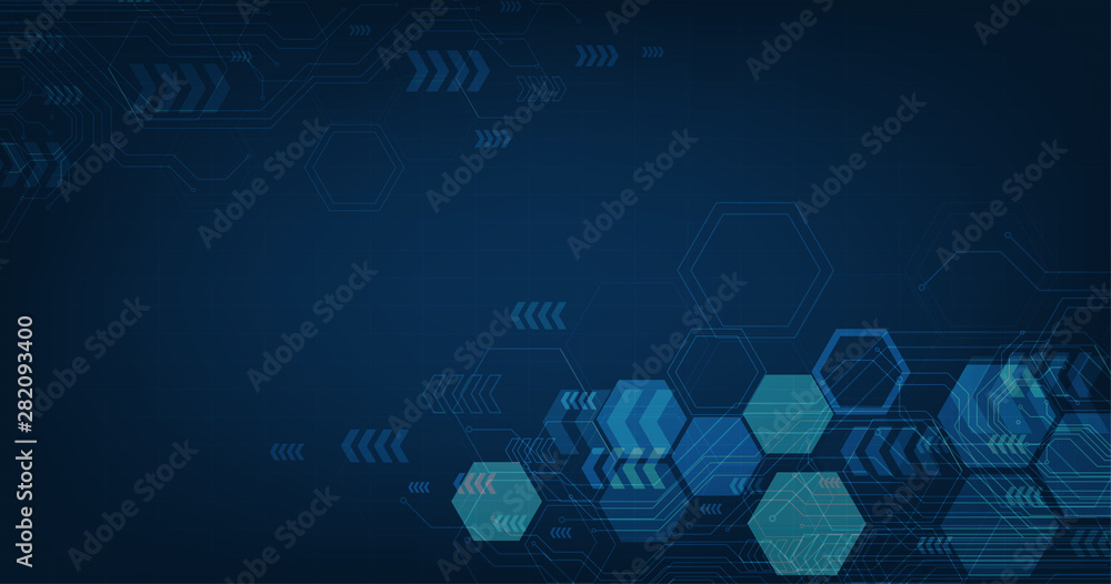Vector abstract futuristic circuit board and hexagons ,Hi-tech digital ...