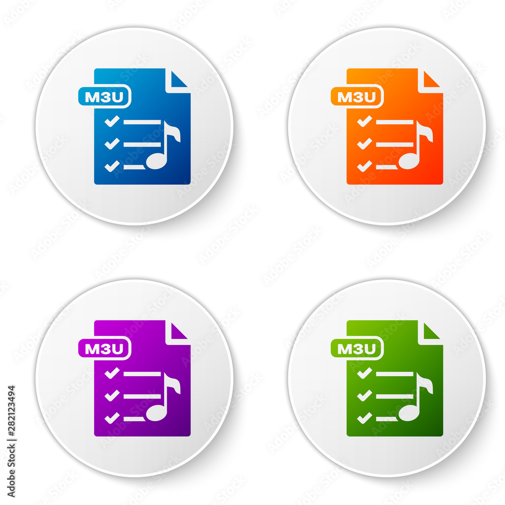 Color M3U file document. Download m3u button icon isolated on white ...