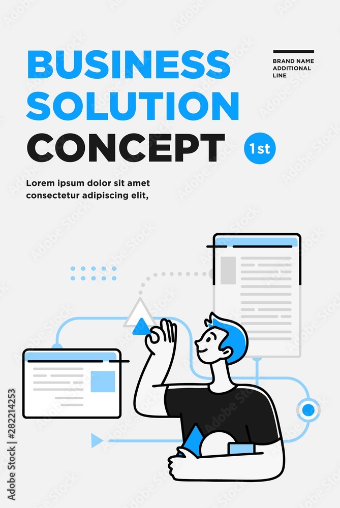Poster, flyer or banner design template. Business concept illustrations ...