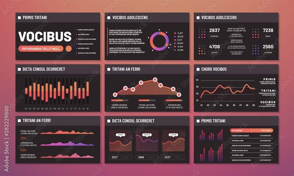 Presentation templates vector, infographic dashboards. Modern ...