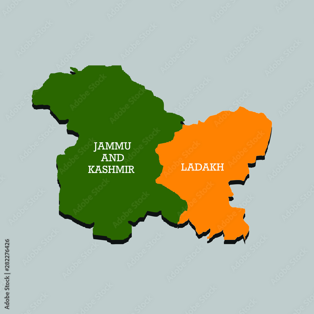 jammu kashmir ladakh map ( union territories of india) Stock Vector ...