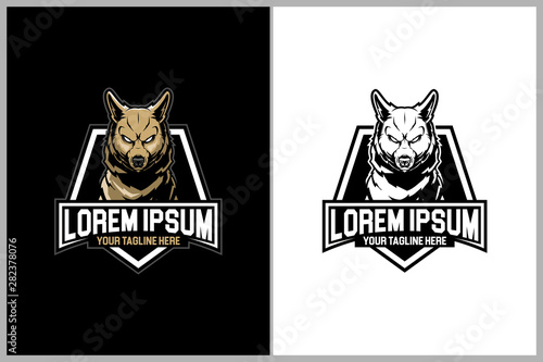 dog cartoon character vector badge logo Stock Vector | Adobe Stock