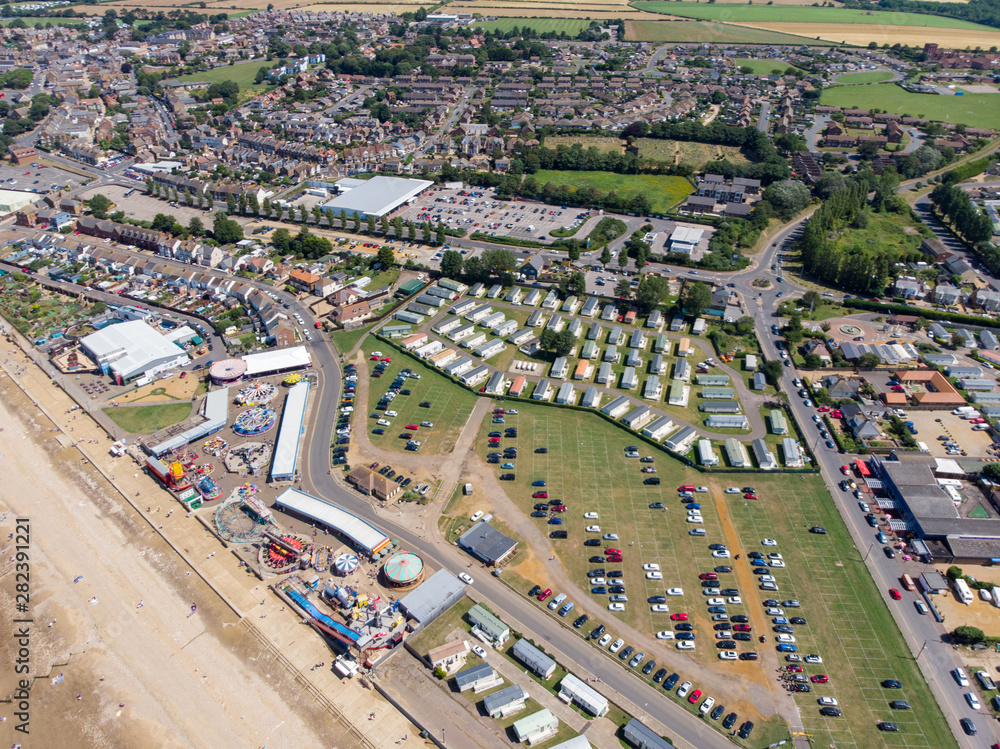 Aerial photo of the British seaside town of Hunstanton in Norfolk ...