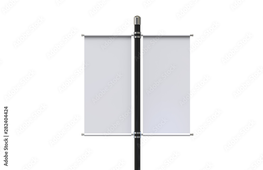 Blank pole banner mockup template on isolated white background, ready ...