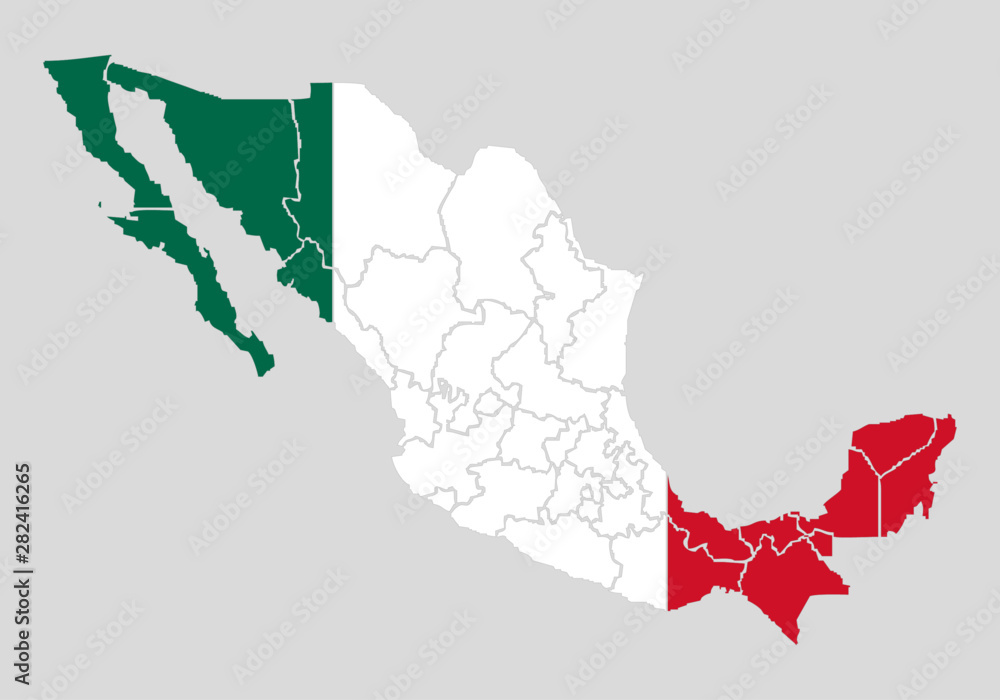 Mapa de México con su bandera. Stock Vector | Adobe Stock