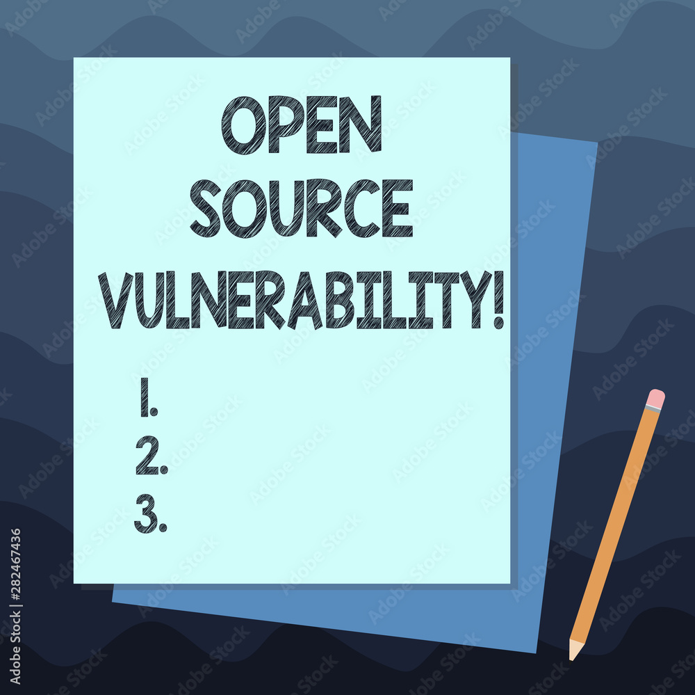 Handwriting text writing Open Source Vulnerability. Concept meaning ...