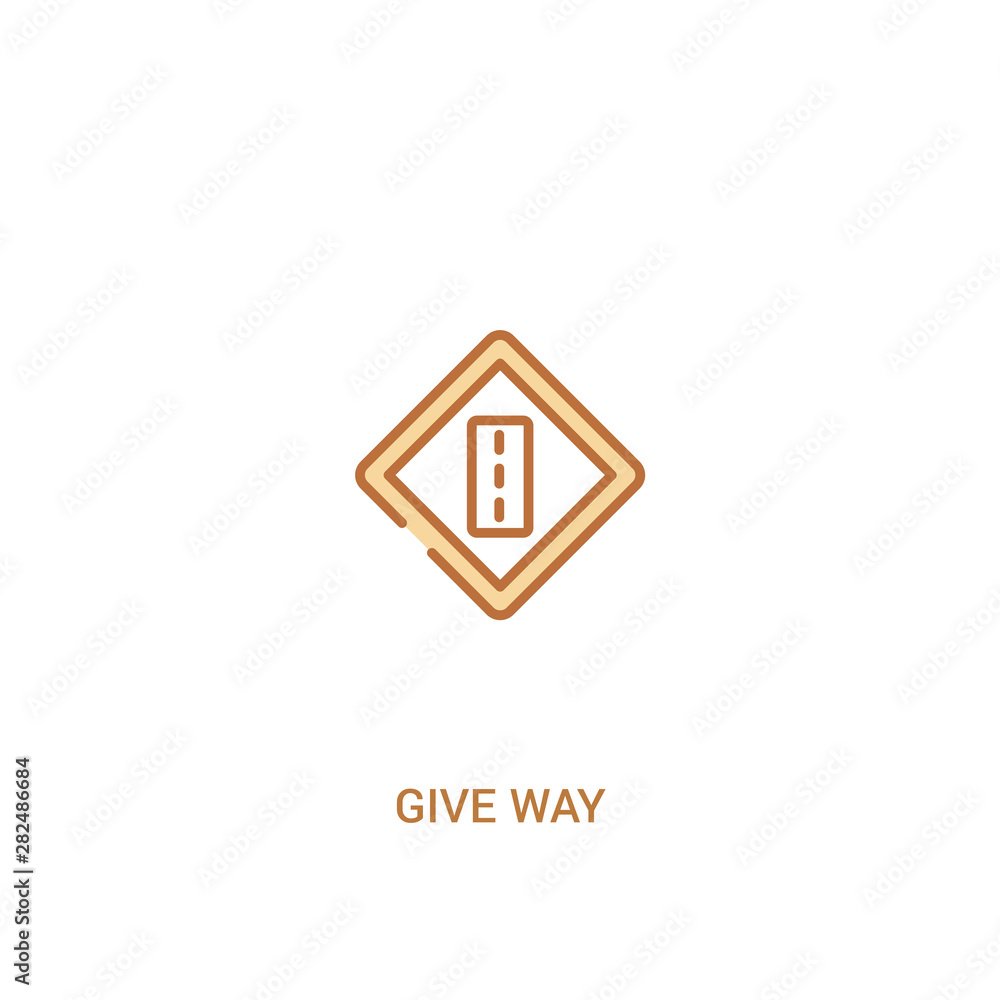 Give Way Concept 2 Colored Icon Simple Line Element Illustration Outline Brown Give Way Symbol