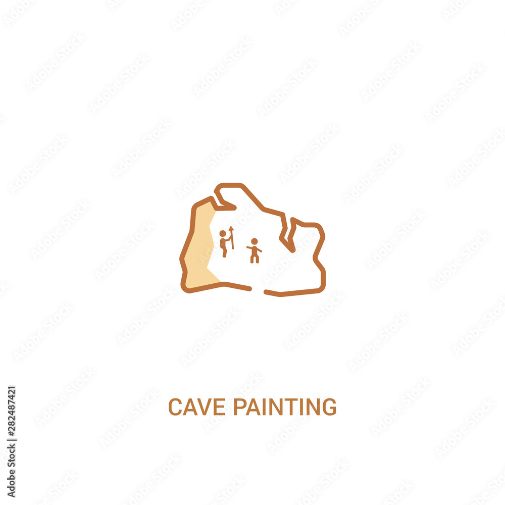 cave painting concept 2 colored icon. simple line element illustration ...