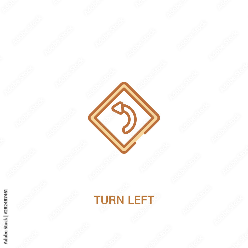 turn left concept 2 colored icon. simple line element illustration. outline brown turn left ...