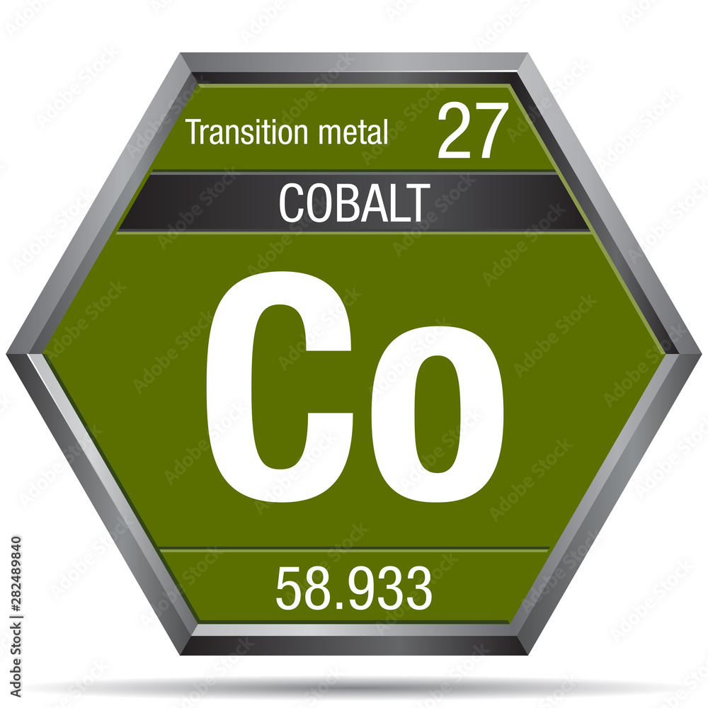 Stock-Vektorgrafik „Cobalt symbol in the form of a hexagon with a ...