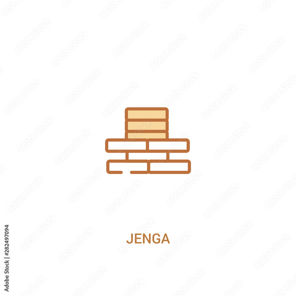jenga concept 2 colored icon. simple line element illustration. outline brown jenga symbol. can ...