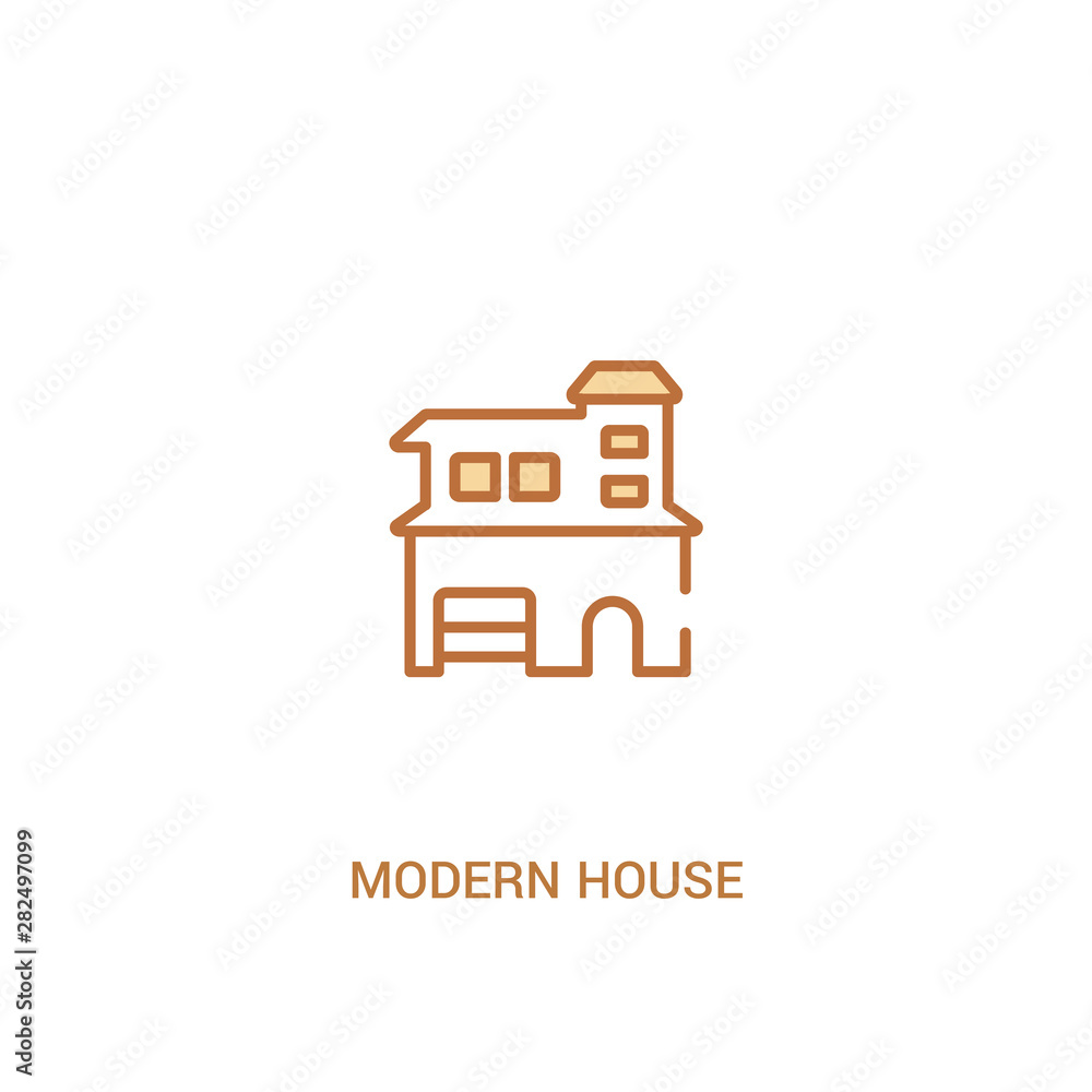 modern house concept 2 colored icon. simple line element illustration ...