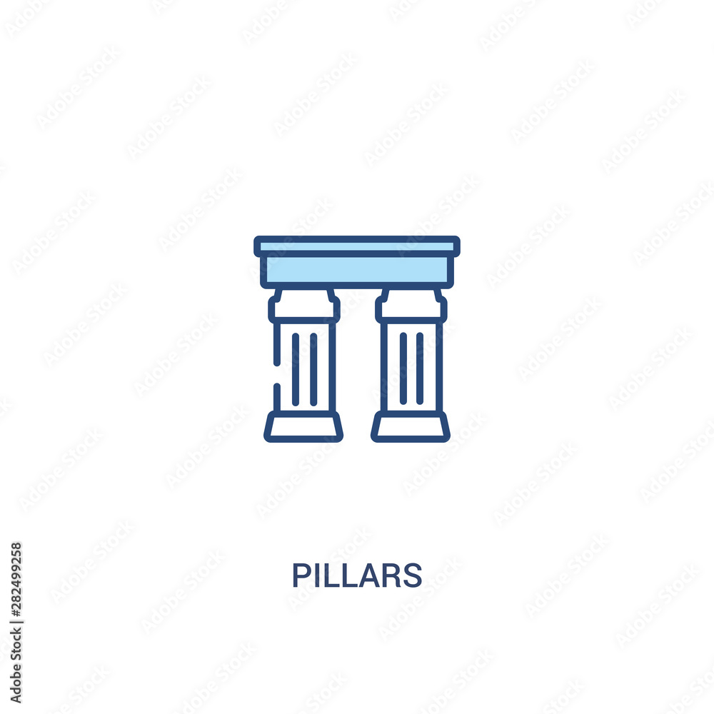 pillars concept 2 colored icon. simple line element illustration. outline blue pillars symbol ...