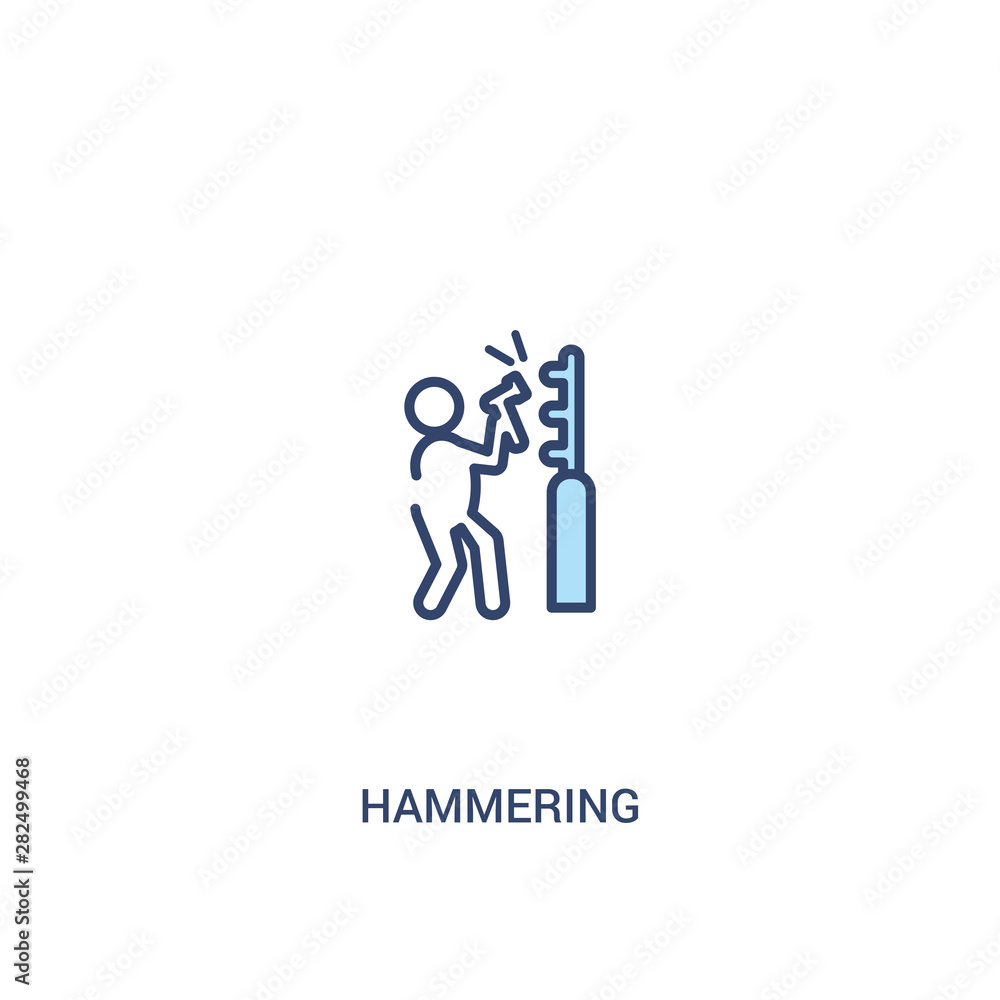 hammering concept 2 colored icon. simple line element illustration ...