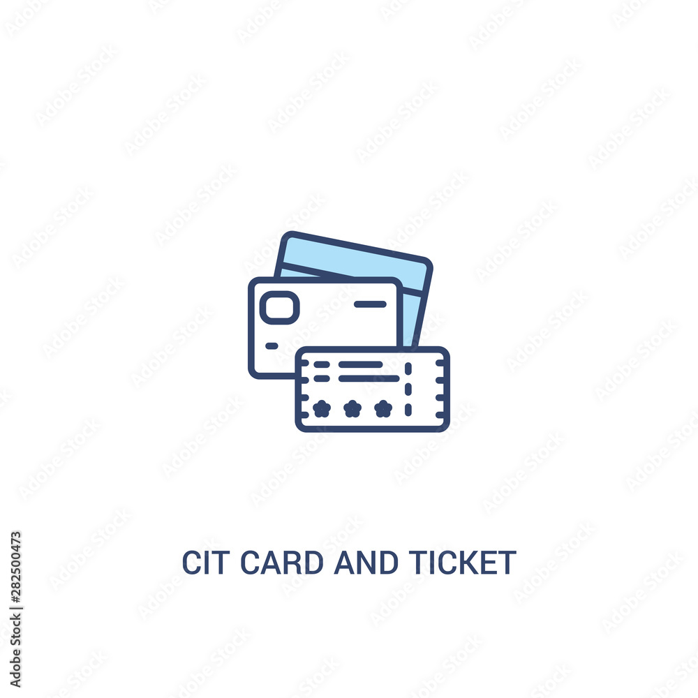 cit card and ticket concept 2 colored icon. simple line element ...
