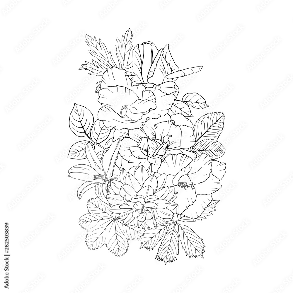 vector drawing flowers Stock Vector | Adobe Stock