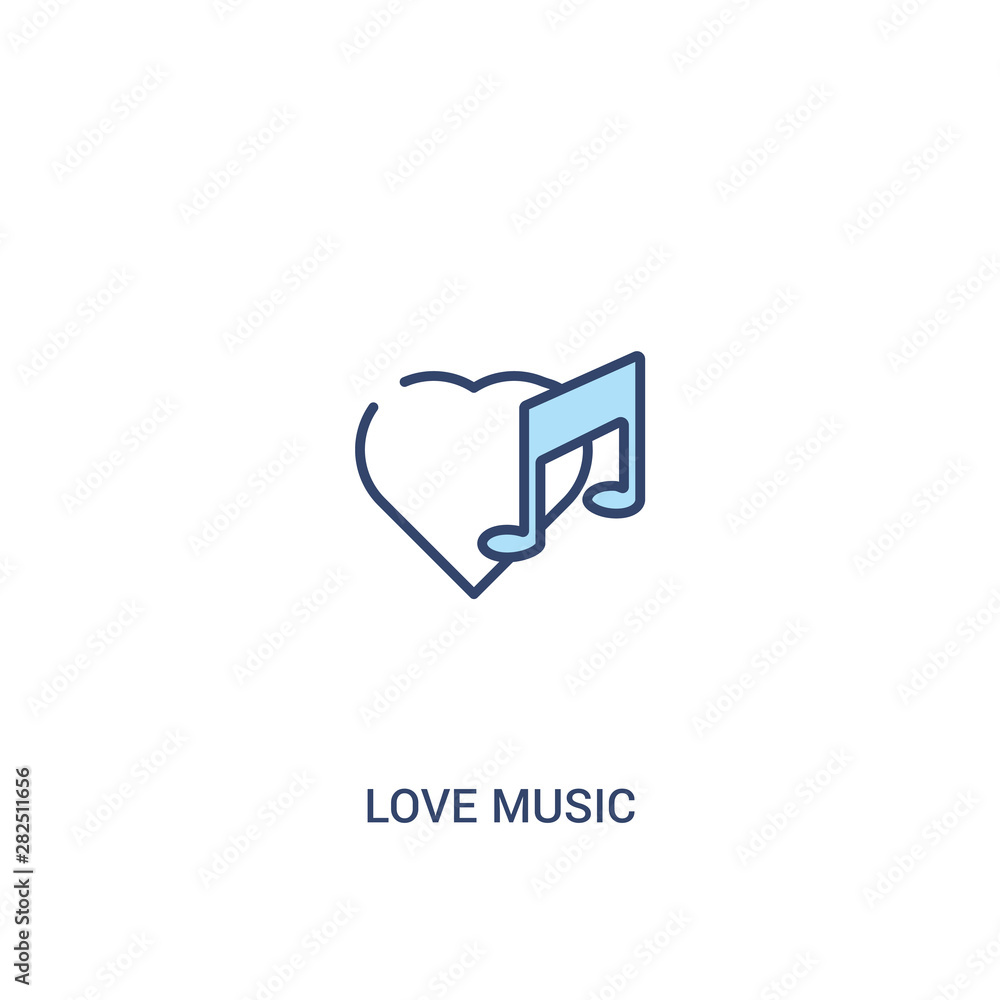 love music concept 2 colored icon. simple line element illustration ...