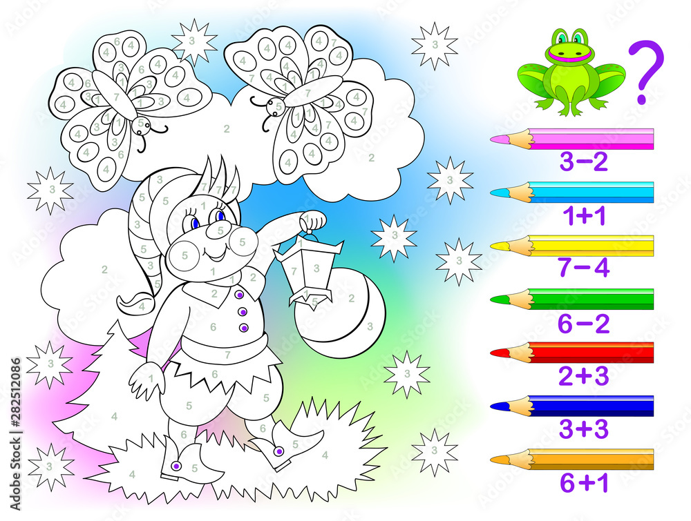 Educational page with exercises for children on addition and ...