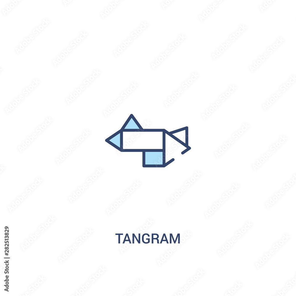 tangram concept 2 colored icon. simple line element illustration. outline blue tangram symbol ...