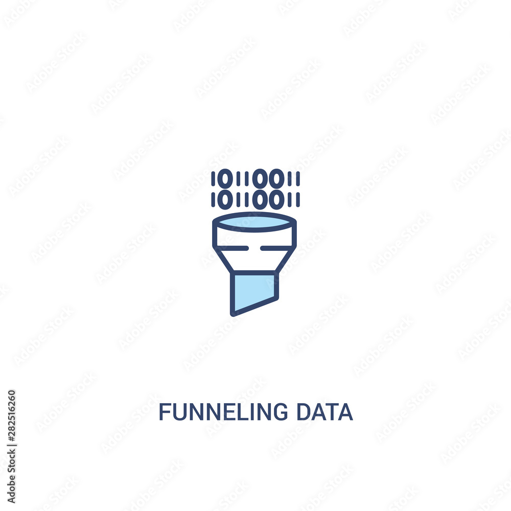 funneling data concept 2 colored icon. simple line element illustration ...