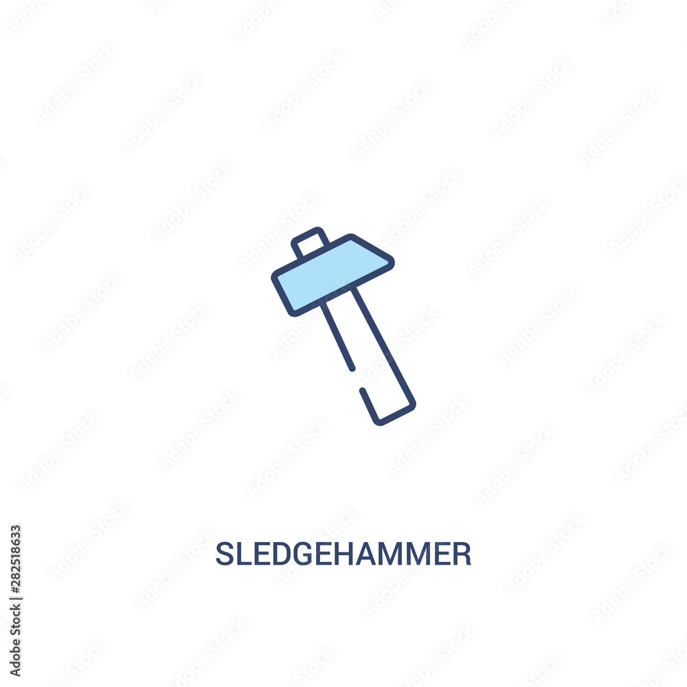 sledgehammer concept 2 colored icon. simple line element illustration. outline blue sledgehammer ...