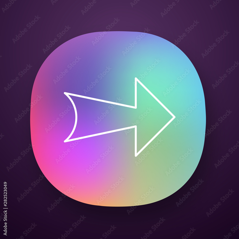 Image vectorielle Stock Wide arrow app icon. Rightward route. Arrowhead indexer. Next ...