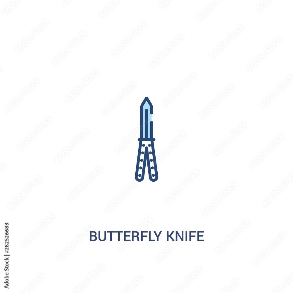 butterfly knife concept 2 colored icon. simple line element ...