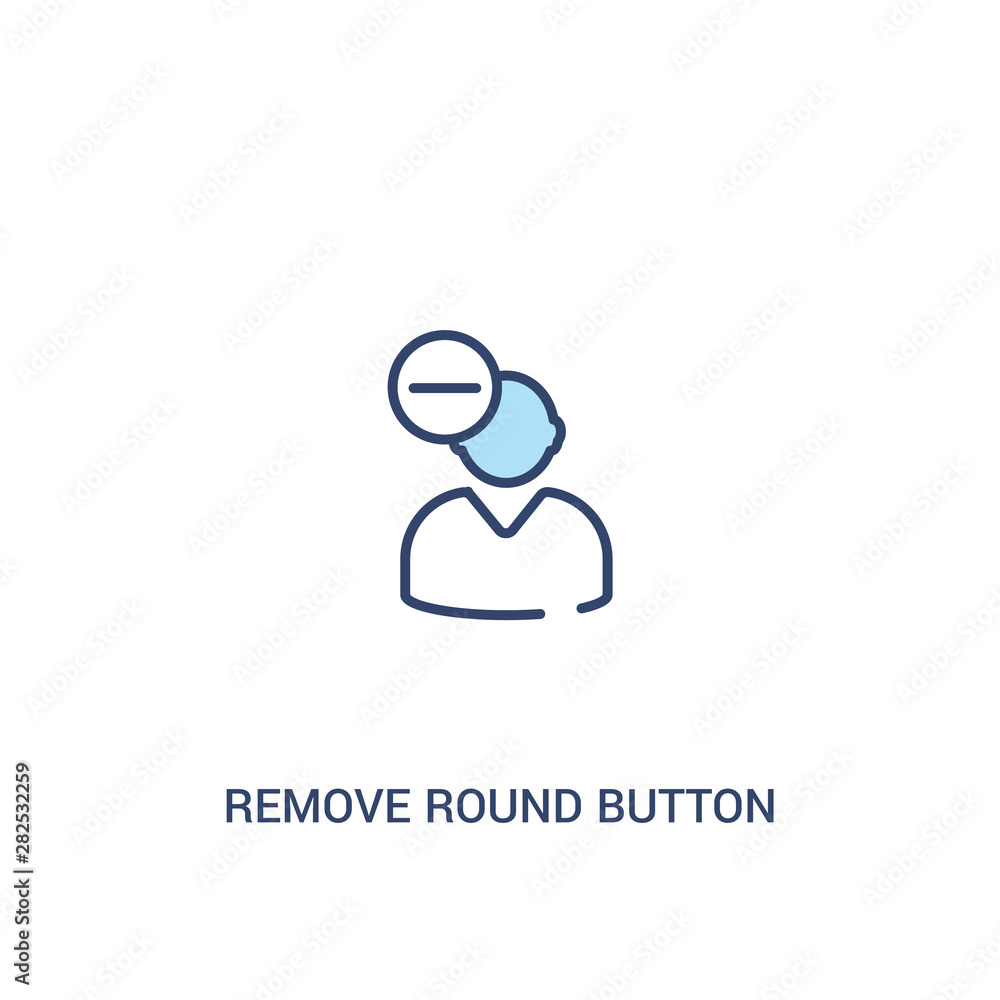 remove round button concept 2 colored icon. simple line element ...