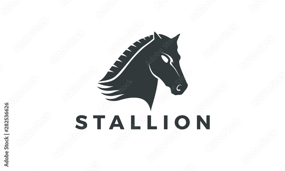 Logo design concept of black stallion head Stock Vector | Adobe Stock