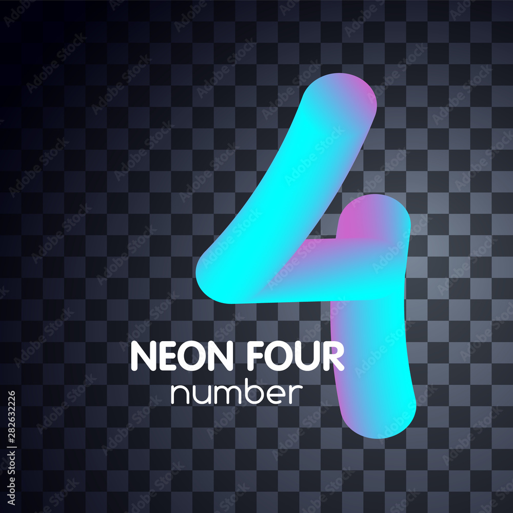 Four neon number 4 logo icon fluid set Stock Vector | Adobe Stock