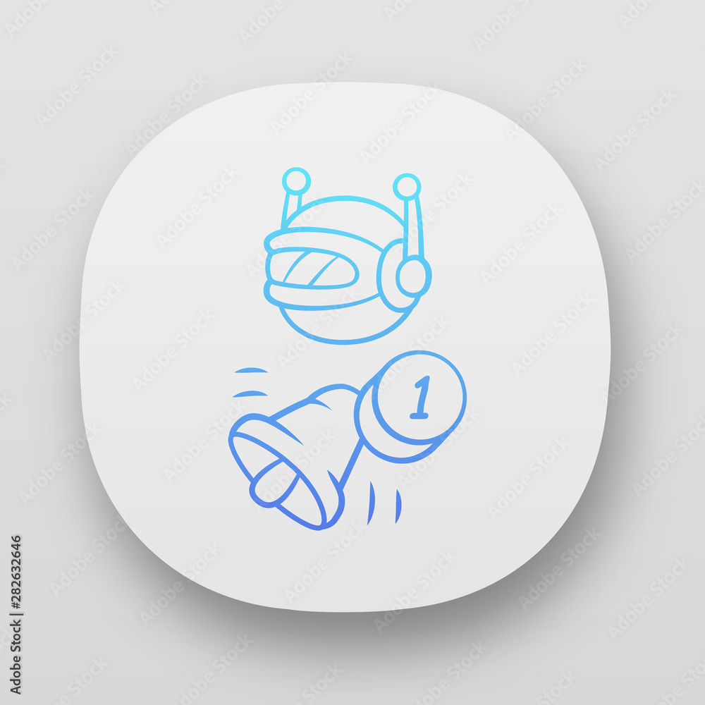 Proactive bot app icon. Sending messages, incoming notifications. Text ... Proactive bot app icon. Sending messages, incoming notifications. Text ...