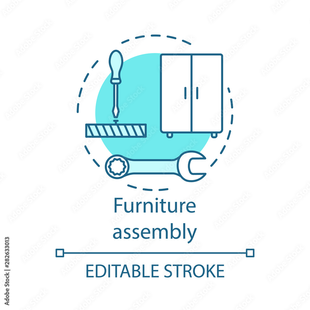Furniture assembly concept icon. Home service idea thin line ...