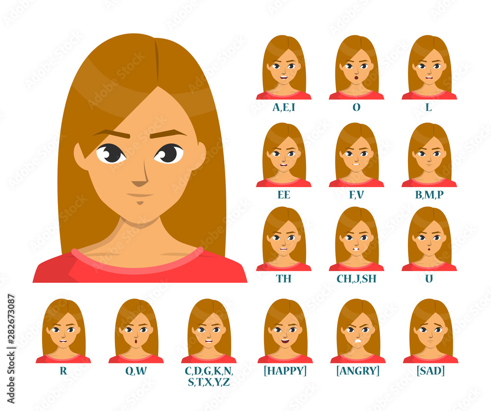 Mouth animation vector isolated illustration. Lip movement Stock Vector ...