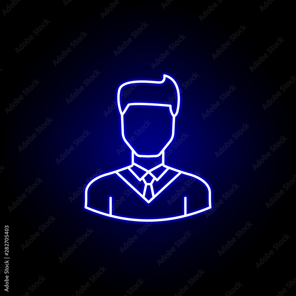 avatar businessman outline icon in blue neon style. Signs and symbols ...