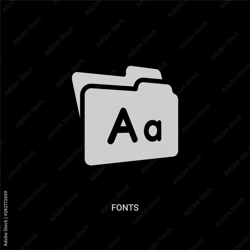 white fonts vector icon on black background. modern flat fonts from ui ...