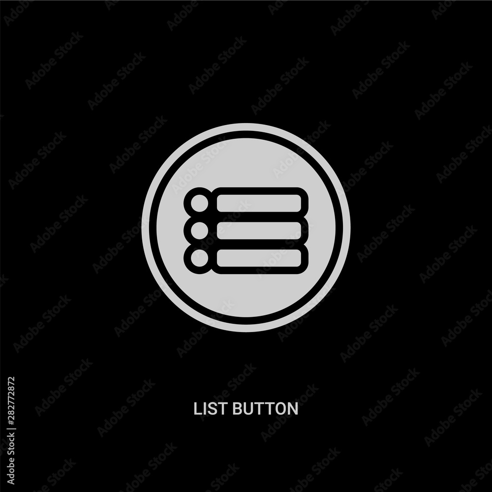 white list button vector icon on black background. modern flat list ...