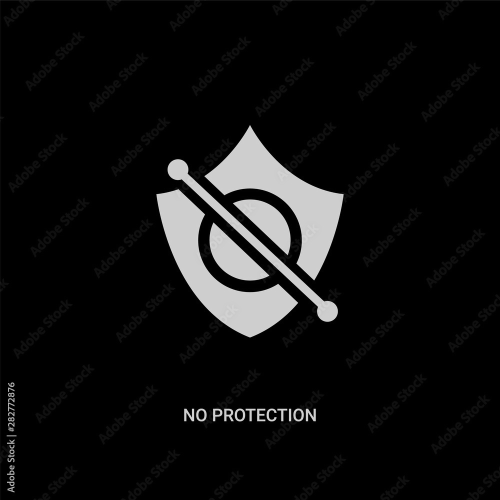 white no protection vector icon on black background. modern flat no ...