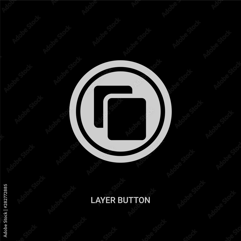 white layer button vector icon on black background. modern flat layer ...