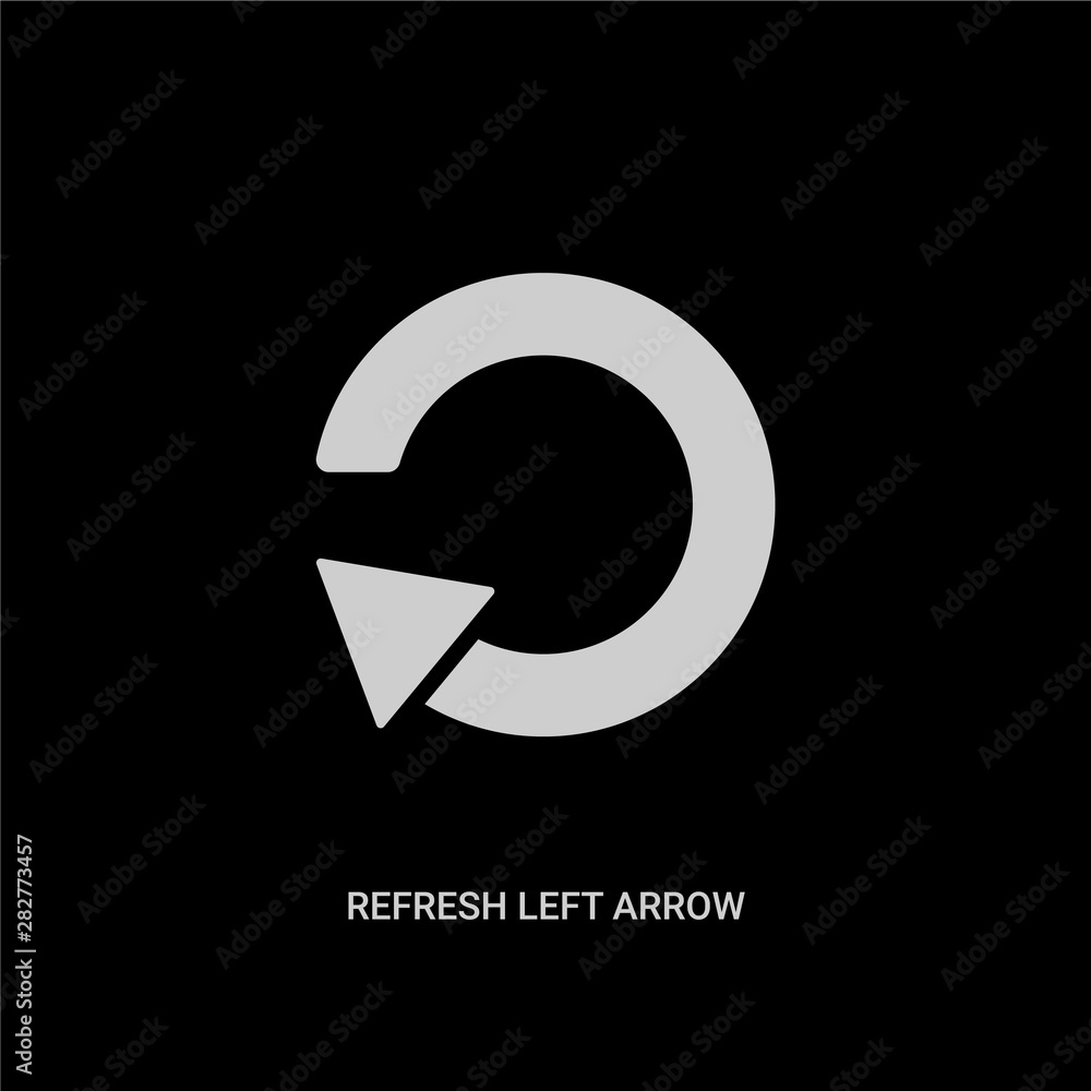 white refresh left arrow vector icon on black background. modern flat ...