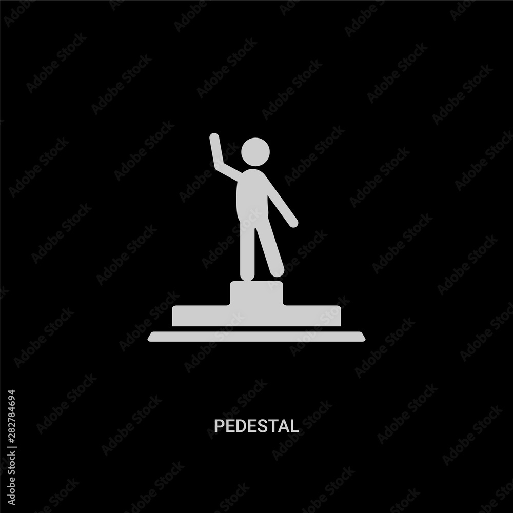 white pedestal vector icon on black background. modern flat pedestal ...
