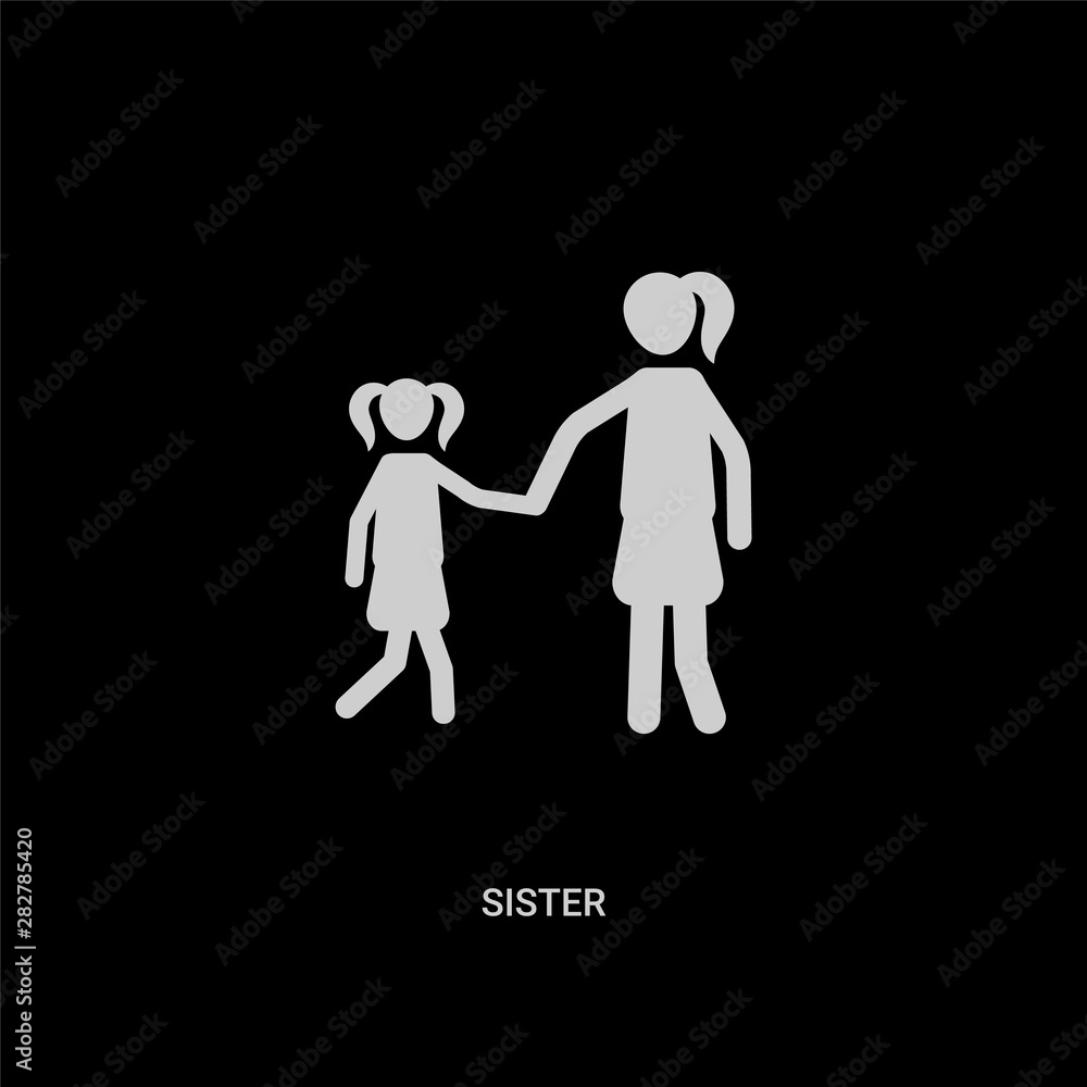 white sister vector icon on black background. modern flat sister from ...