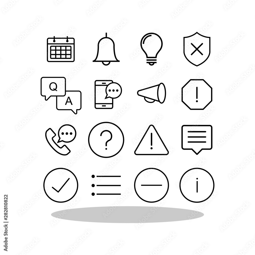 Information and Notification icons in flat style. Simple web symbols ...