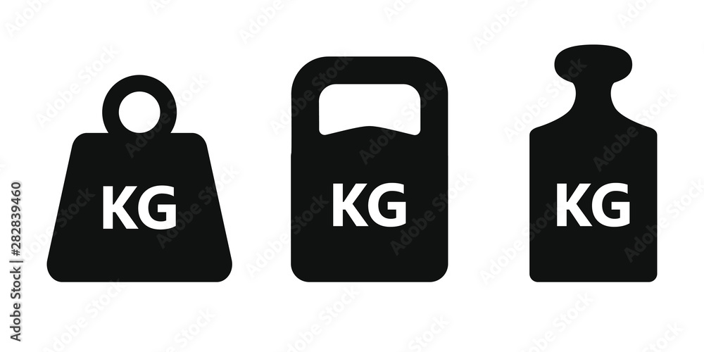 Weights graphic icons set. KG signs isolated on white background ...