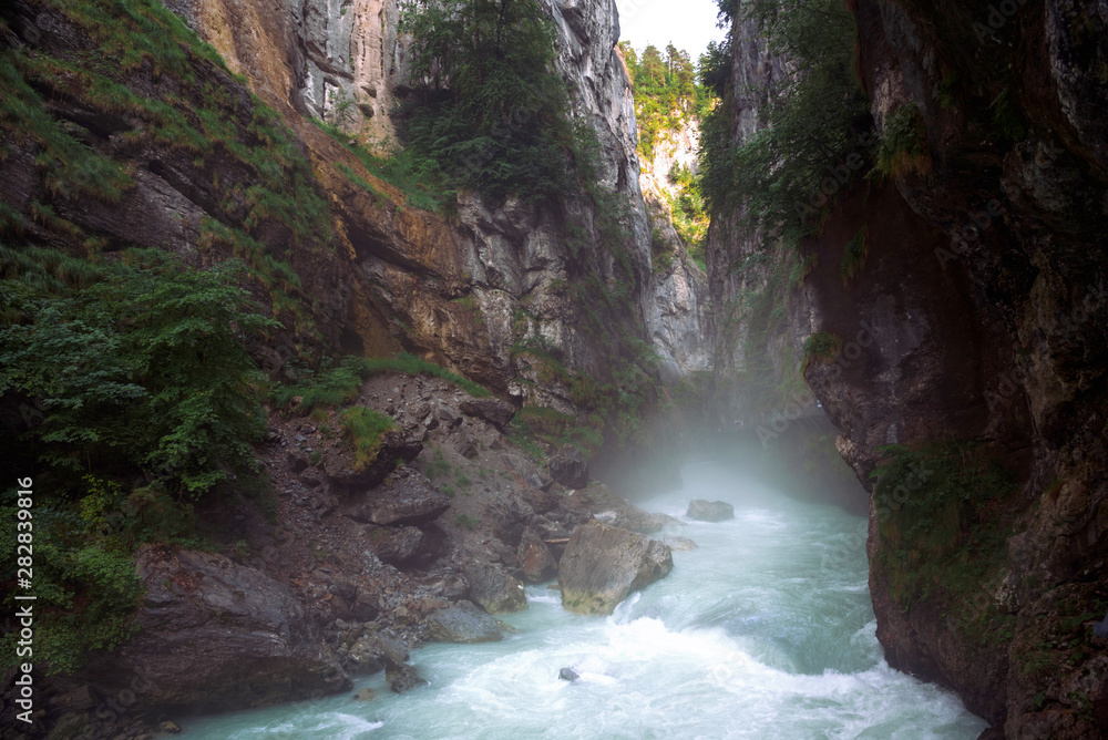 Inside the Aare Gorge, a section of the river Aare that carves through ...