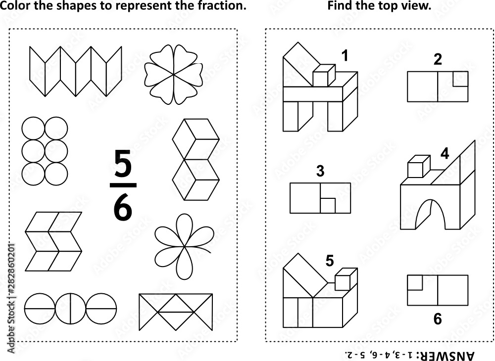 Two visual math puzzles and coloring pages. Color the shapes to ...
