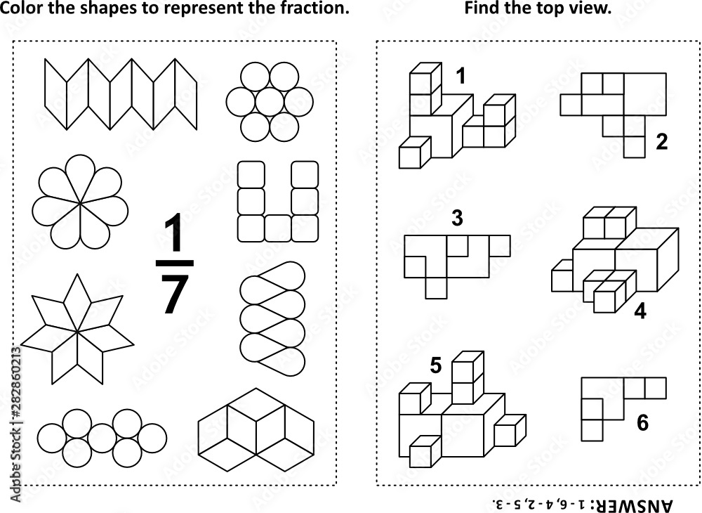 Two visual math puzzles and coloring pages. Color the shapes to ...