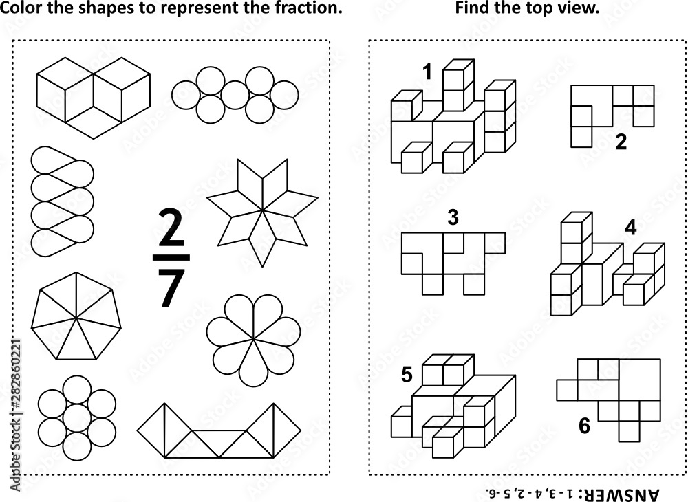 Two visual math puzzles and coloring pages. Color the shapes to ...